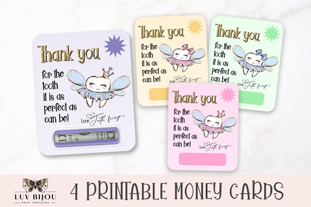 Printable Tooth Fairy Money Cards, Cute Tooth Fairy Money Cards, Tooth ...