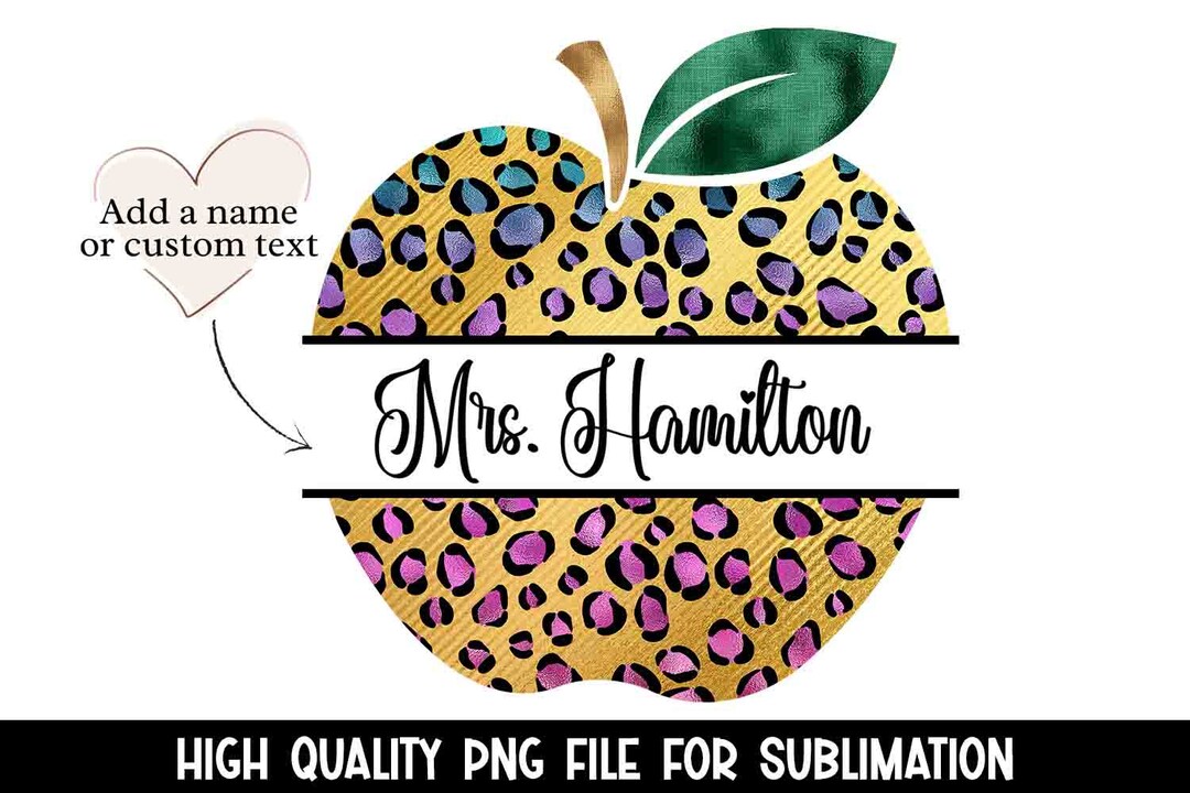 Apple Name Frame PNG Teacher png Cheetah Apple png Descarga - Etsy México