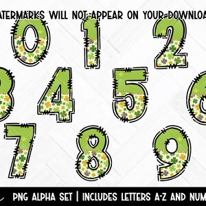 Clover Alphabet Clip Art, St Patrick's Letters & Numbers, St. Patty's ...