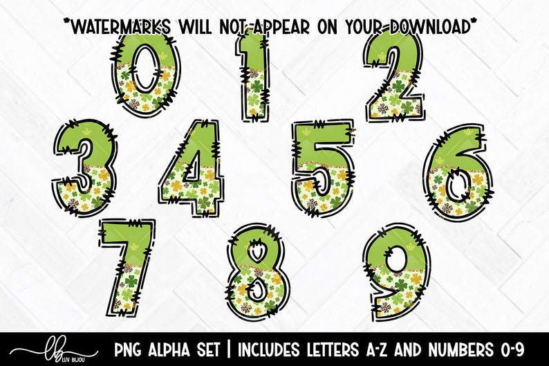 Clover Alphabet Clip Art St Patrick's Letters & Numbers - Etsy