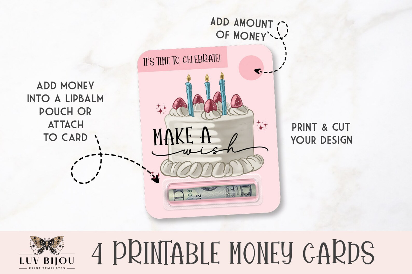 Happy Birthday Money Card Holders, Printable Money Cards, Birthday ...