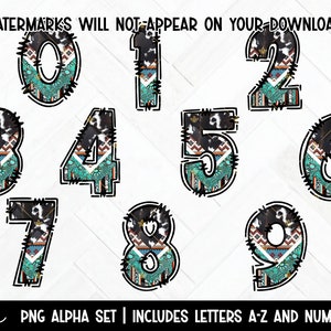 Western Alphabet, Cow Print Doodle Alphabet Clipart, Sublimation Design ...