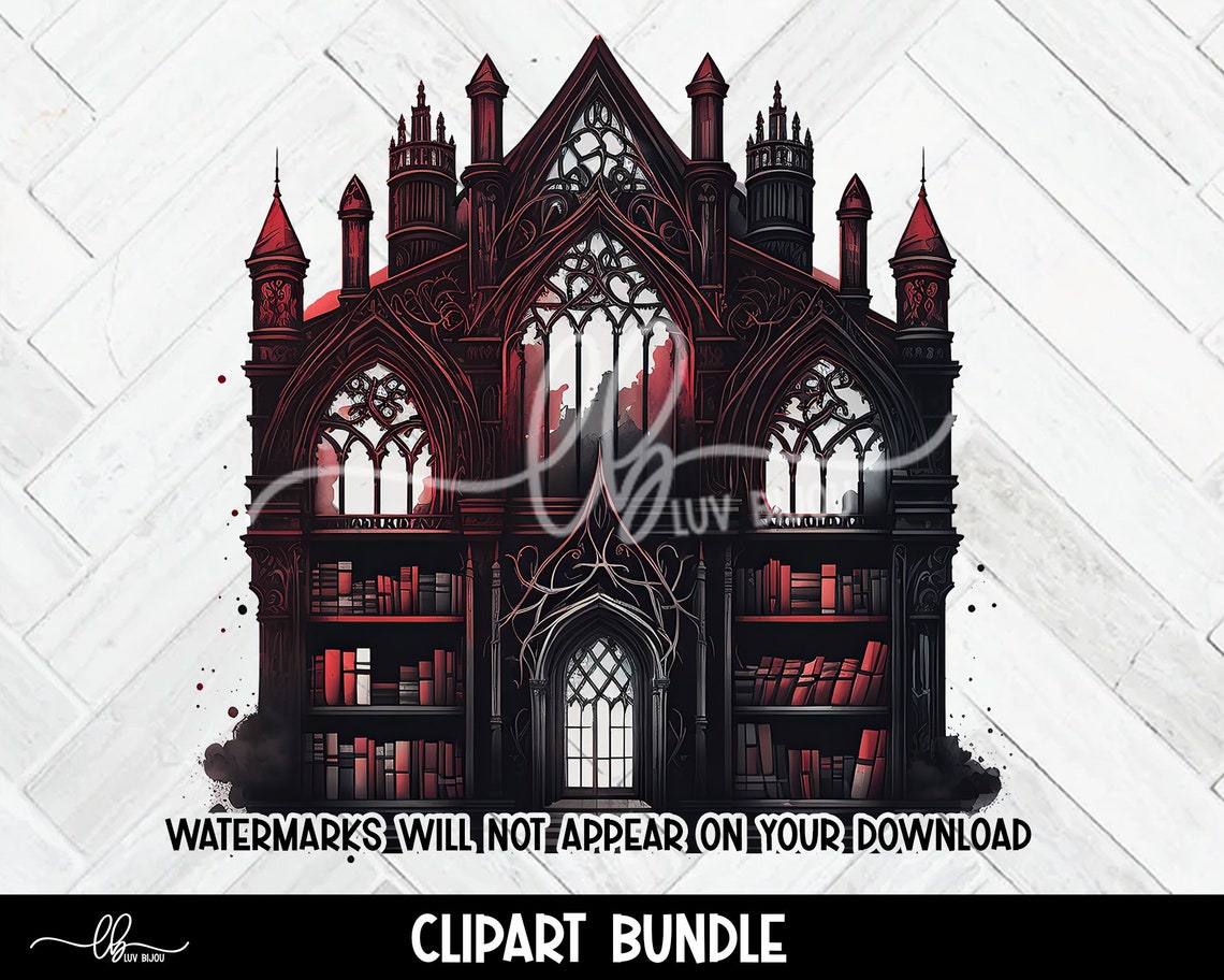 Gothic Library Clipart Dark Academia PNG Images Beautiful - Etsy