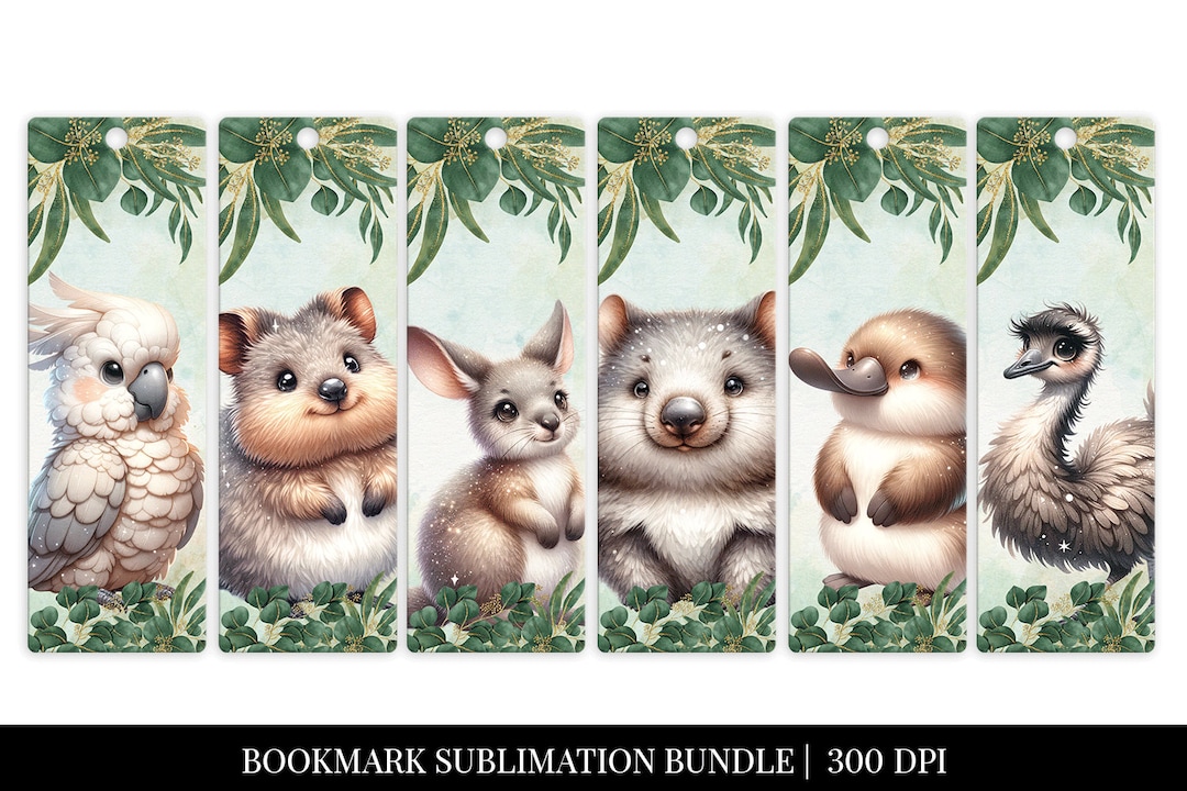 Cute Australian Animal Bookmark Sublimation Bundle, High-resolution 300 ...