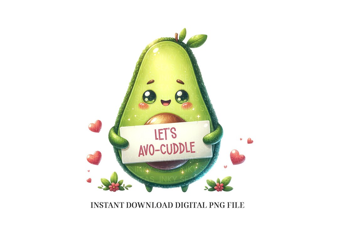 Avo-cuddle Avocado PNG: Valentine's Day Love Heart (digital Download ...