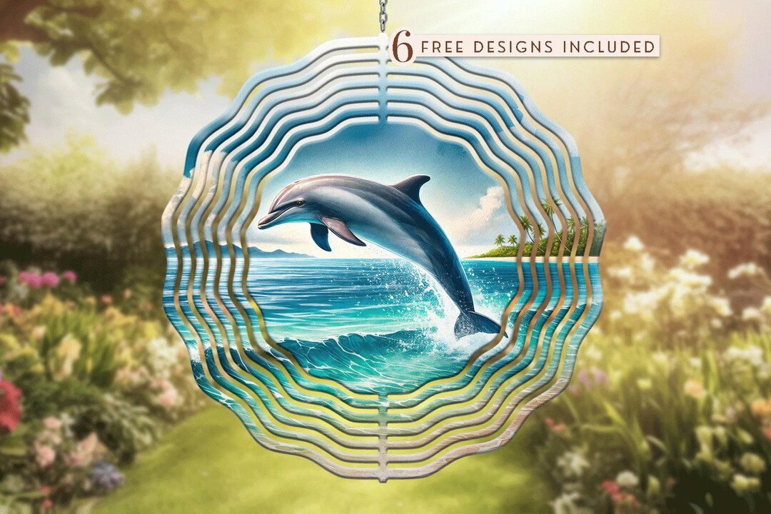 Dolphin Wind Spinner PNG, Digital Download, Ocean Themed Decoration, 3D ...