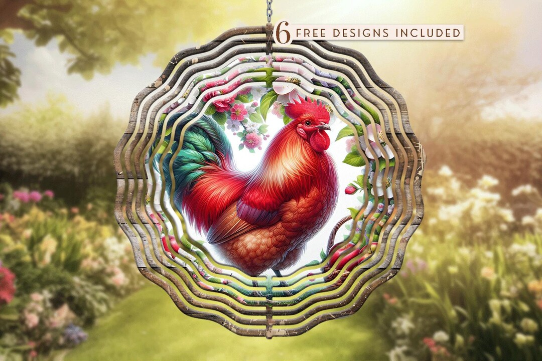 Rooster Wind Spinner Sublimation Design: Country Garden Decor (PNG ...