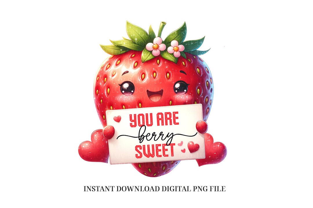 Berry Sweet Strawberry Pun PNG - Adorable Love Heart Illustration ...