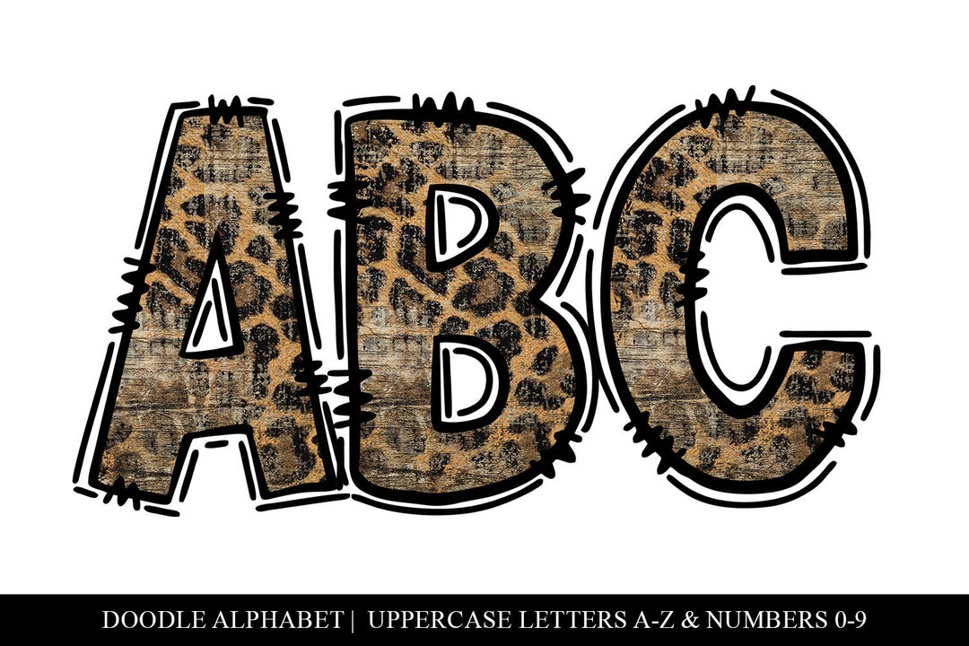 Rustic Leopard Print Doodle Letters: Western Alpha Pack (PNG Digital ...