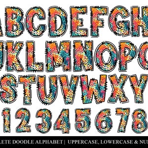Rainbow Leopard Doodle Letters: PNG Alphabet (digital Download) - Etsy