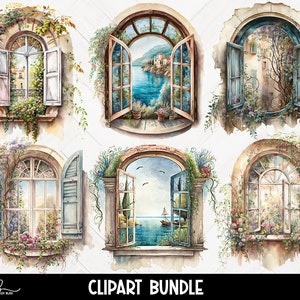 Floral Window Illustrations, Windows With A View Watercolor Clipart ...