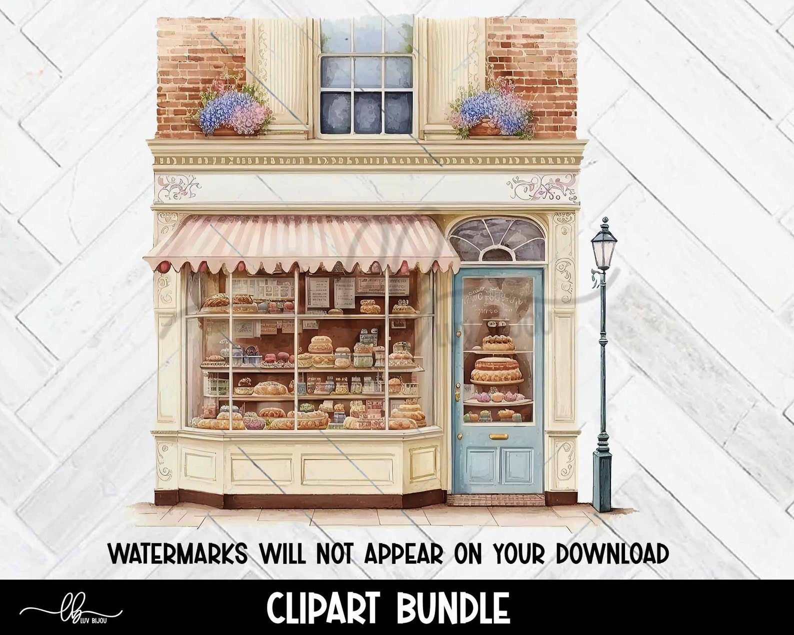 Watercolor Bakery Clipart Cute Baking Shop Clipart Food - Etsy