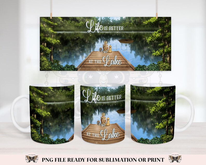 Lake Life Mug Sublimation Lake Mug Wrap Coffee Mug PNG Life - Etsy