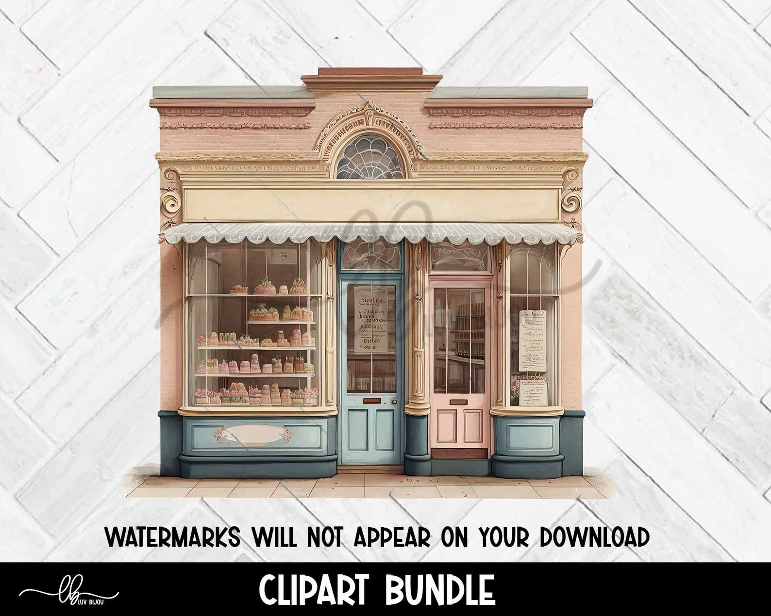 Watercolor Bakery Clipart Cute Baking Shop Clipart Food - Etsy