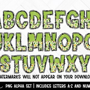 Clover Alphabet Clip Art, St Patrick's Letters & Numbers, St. Patty's ...