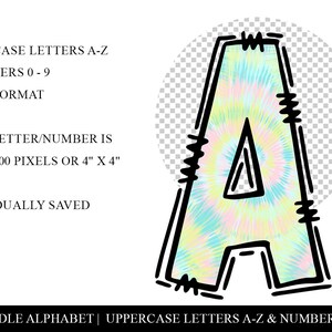 Pastel Tie Dye Doodle Letter Alphabet - PNG Letters - Hand Drawn Doodle Alpha - Etsy