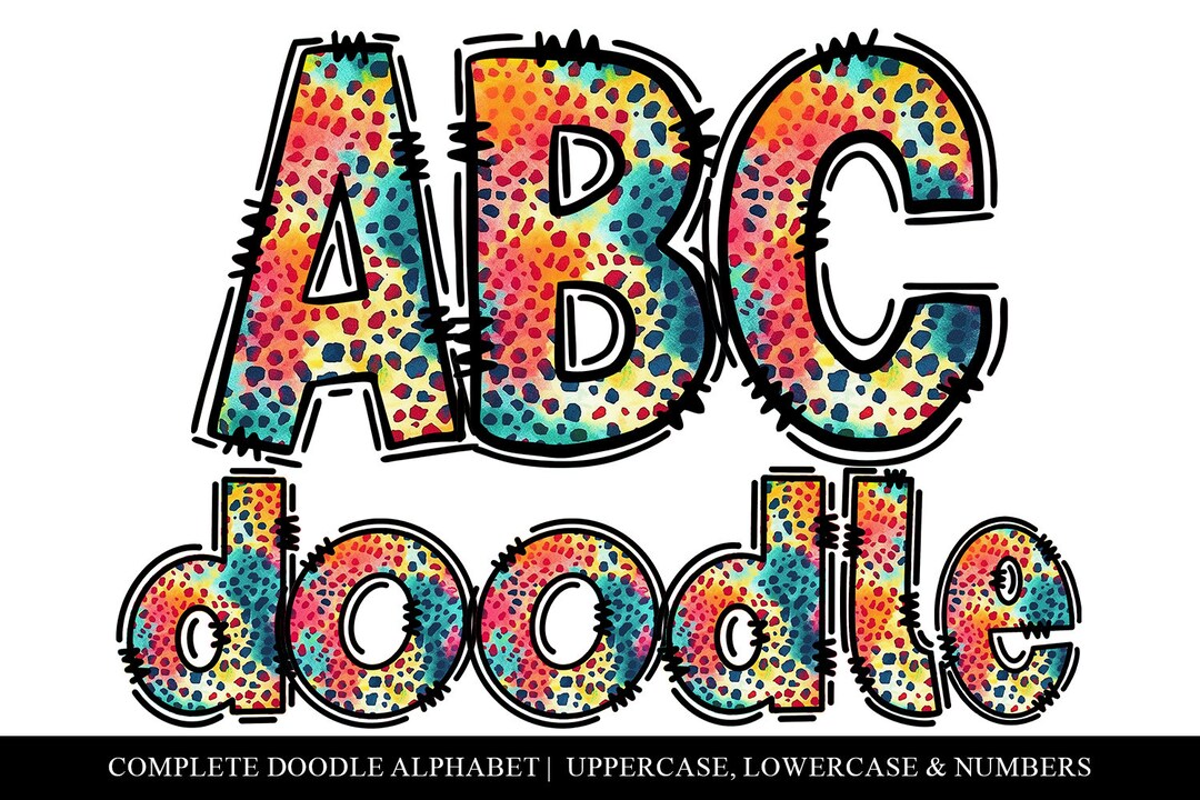 Rainbow Leopard Doodle Letters, PNG Doodle Letters Alphabet, Hand Drawn ...
