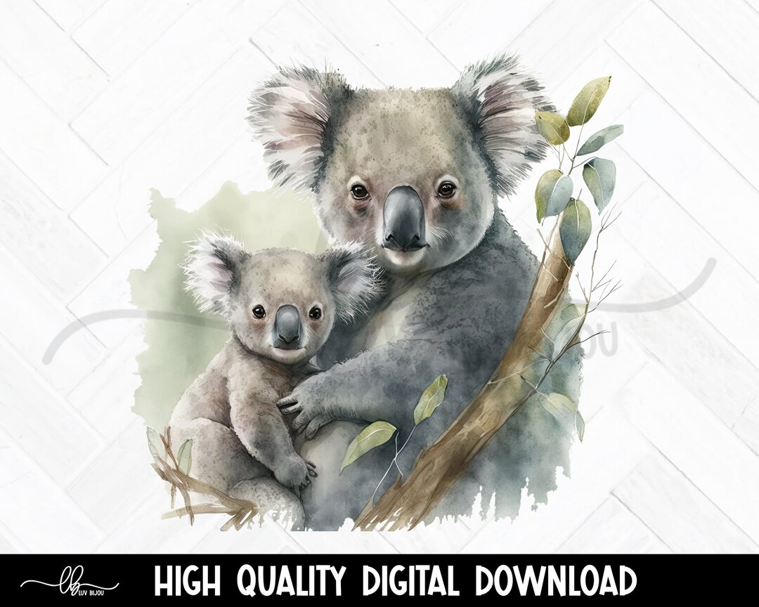 Watercolor Mom and Baby Koala PNG Clipart (digital Download) - Etsy