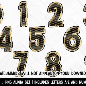 Black & Gold Honeycomb Doodle Alpha, PNG Alphabet Letters Bundle ...
