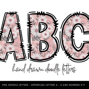 Daisy Alphabet PNG: Hand-drawn Floral Letters & Numbers (digital ...