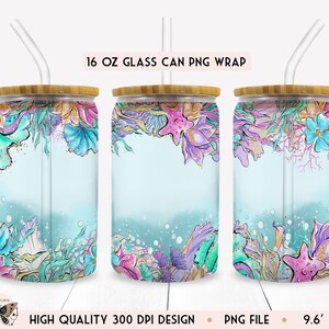 Under the Sea Glass Can Tumbler Wrap Ocean 16oz Libbey Glass - Etsy