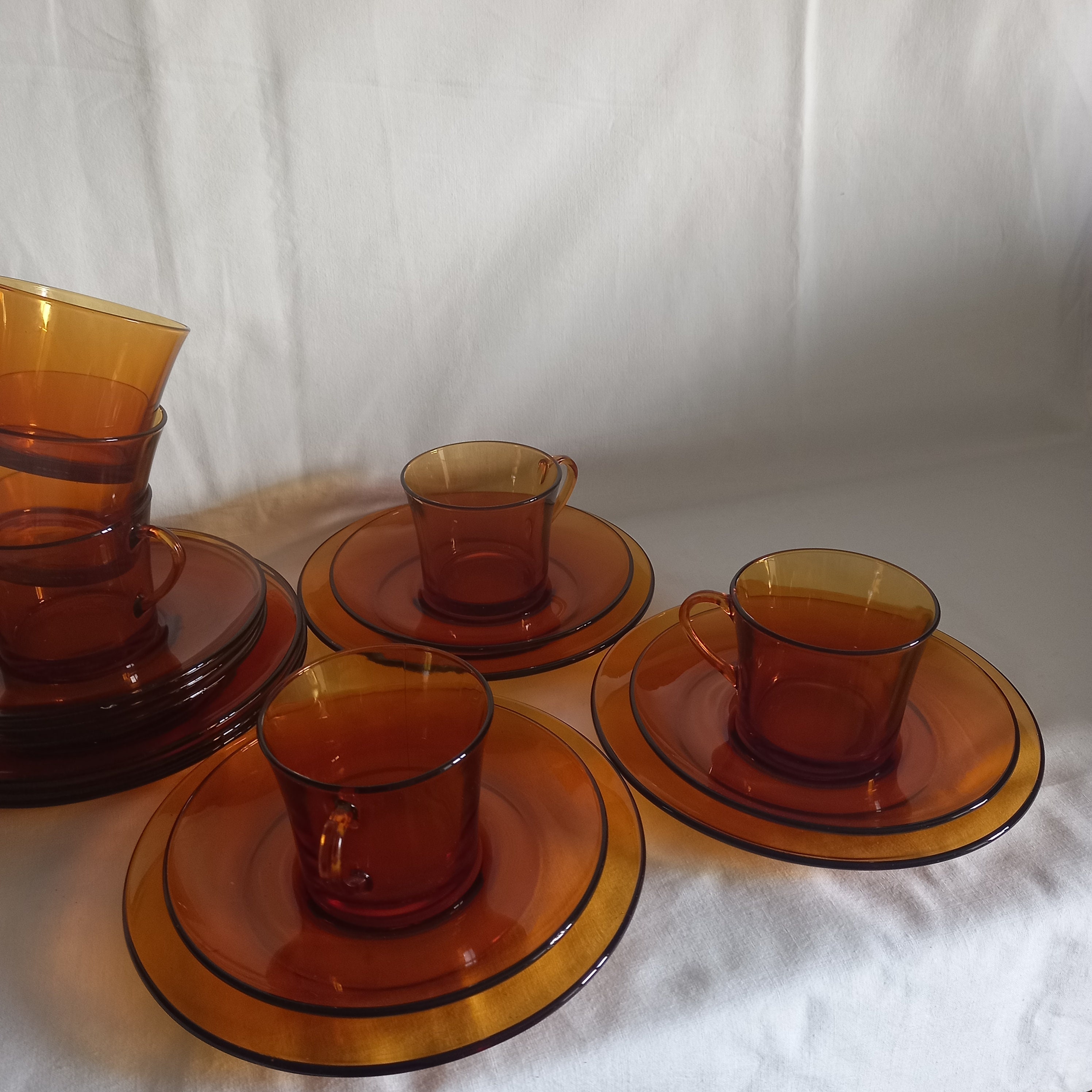 Vintage, Duralex France Amber Glass Full Tea Set, 18 Pieces. - Etsy