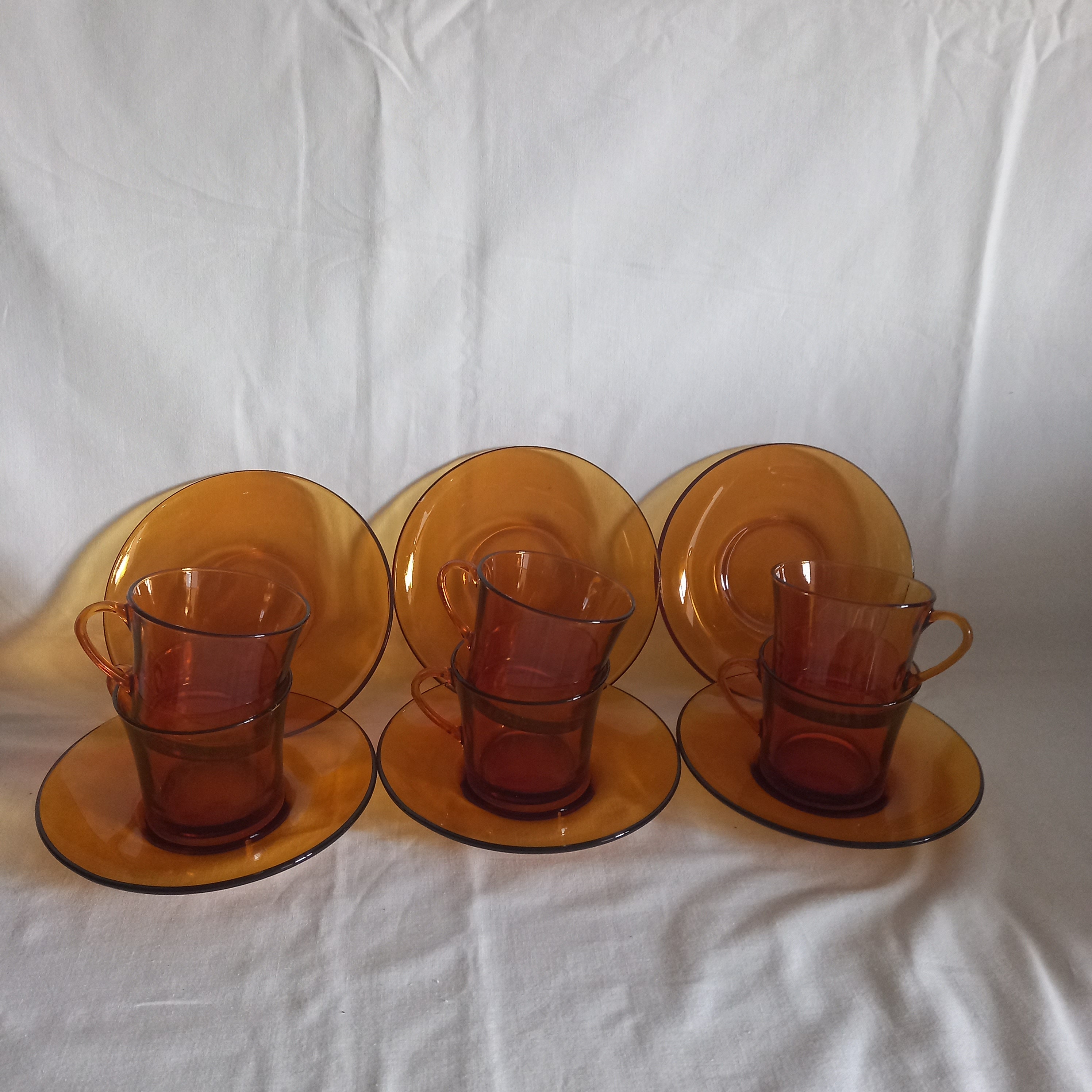 Vintage, Duralex France Amber Glass Full Tea Set, 18 Pieces. - Etsy