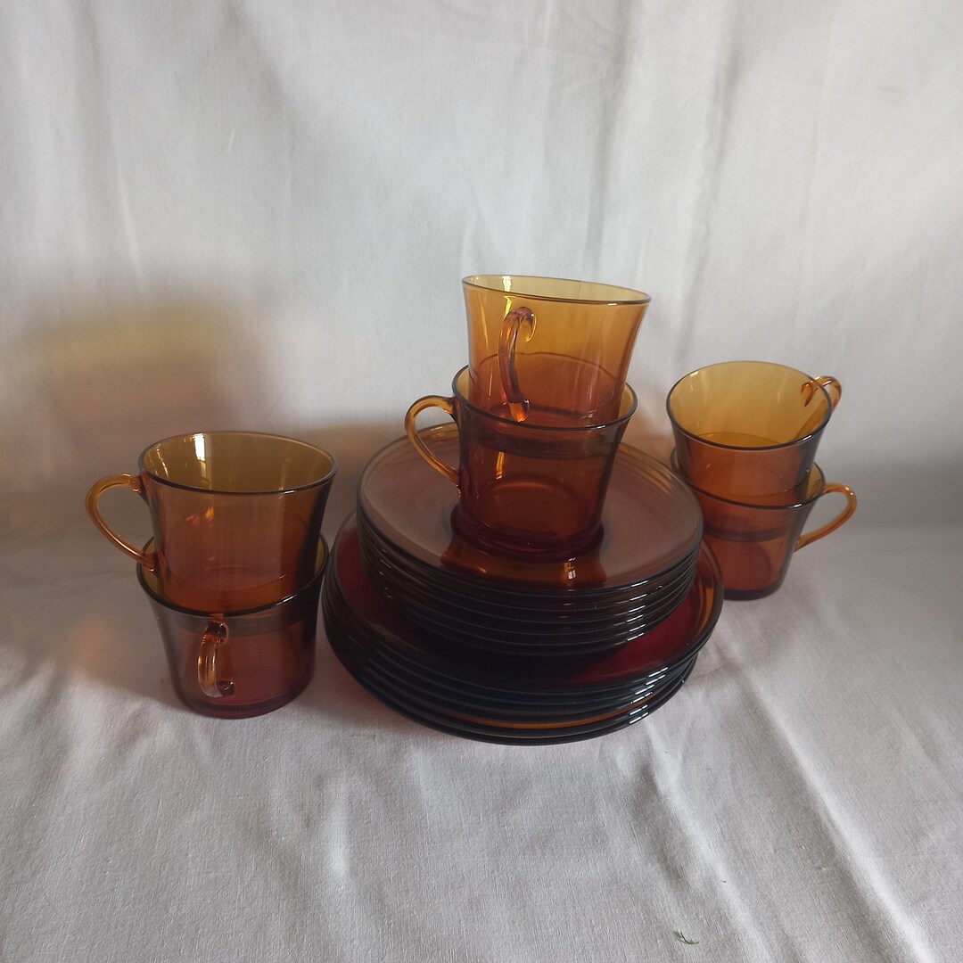 Vintage, Duralex France Amber Glass Full Tea Set, 18 Pieces. - Etsy