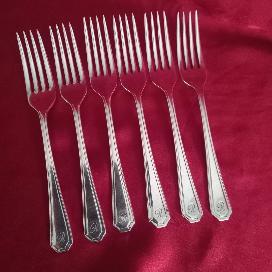 Vintage Insignia Plate Dessert /dinner Forks, Monogrammed 'R'. - Etsy