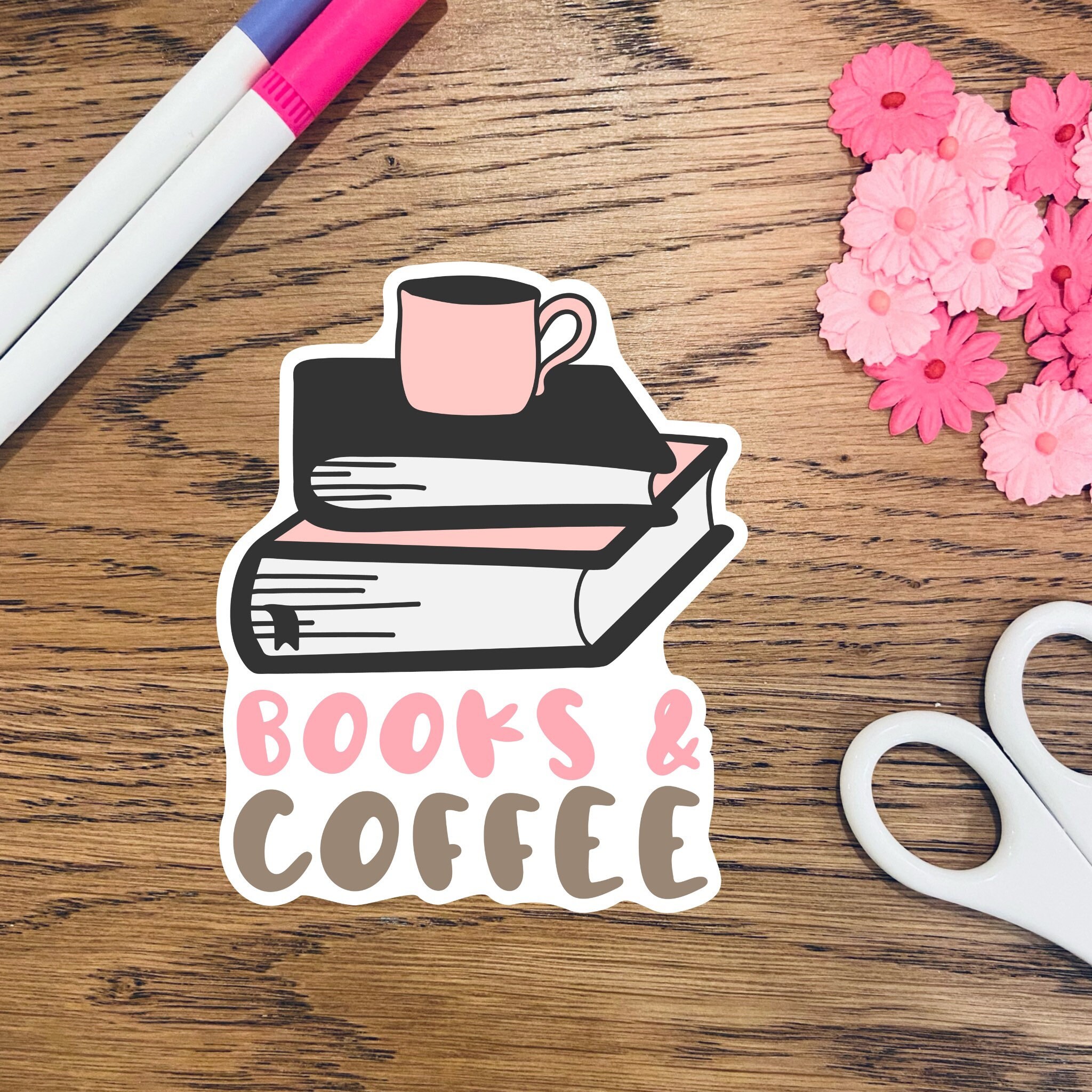 Books and Coffee Vinyl Sticker Books Sticker Coffee - Etsy UK