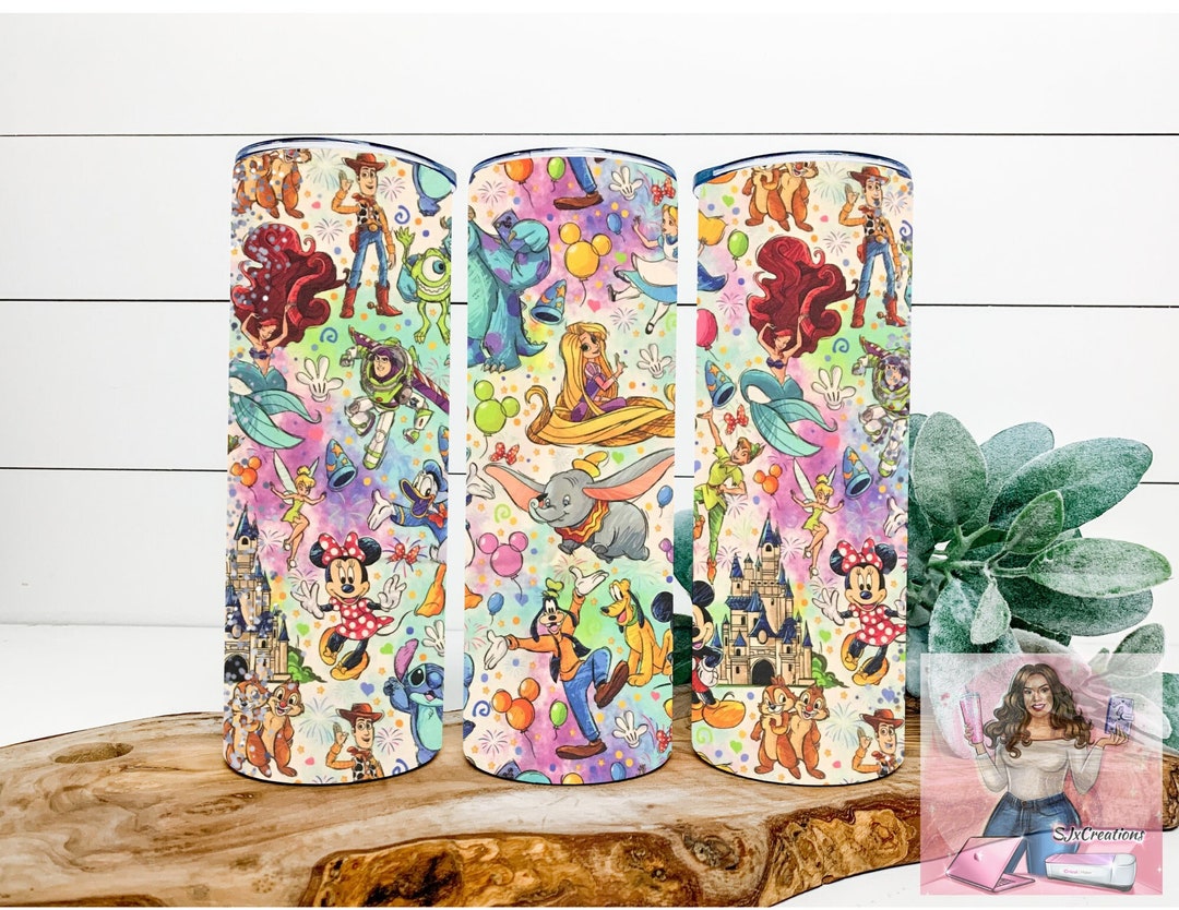 Disney Characters 20 Oz Skinny Tumbler Reusable Cup Personalized Cup ...