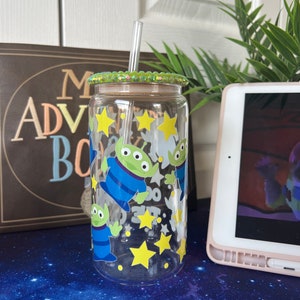 The Claw Toy Story Green Aliens Toy Clear Beer Can Glass Cup, Disney ...