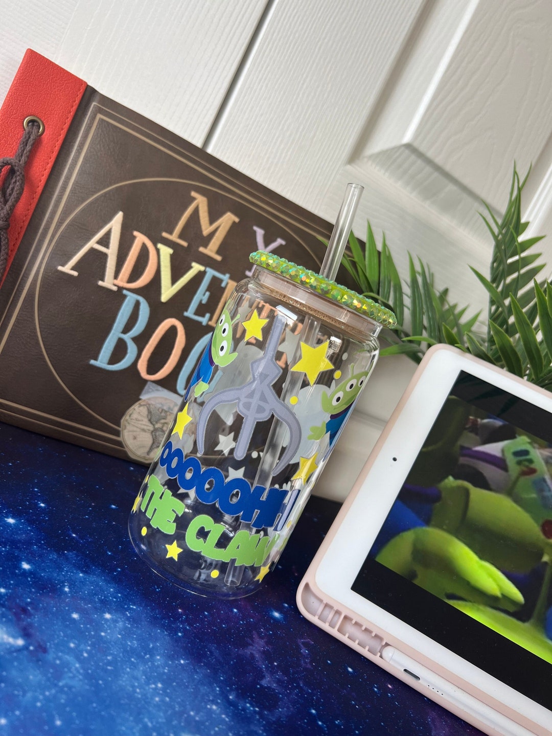 The Claw Toy Story Green Aliens Toy Clear Beer Can Glass Cup, Disney ...