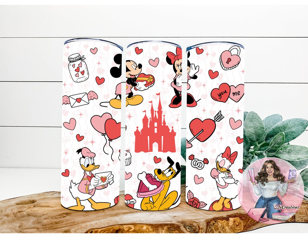 Disney Inspired Valentines Day 20 Fl Oz Metal Skinny Tumbler With Straw ...