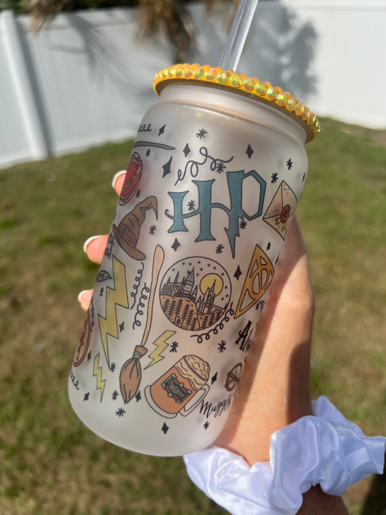 Cute Wizard Potter 16 Oz Frosted Beer Can Glass Cup Wizard - Etsy