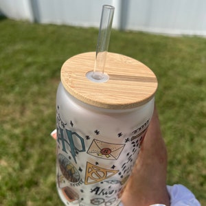 Cute Wizard Potter 16 Oz Frosted Beer Can Glass Cup, Wizard Magic Glass ...