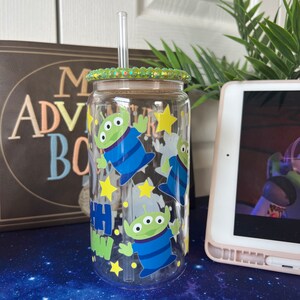 The Claw Toy Story Green Aliens Toy Clear Beer Can Glass Cup, Disney ...