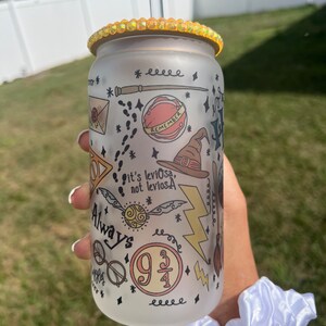 Cute Wizard Potter 16 Oz Frosted Beer Can Glass Cup, Wizard Magic Glass ...