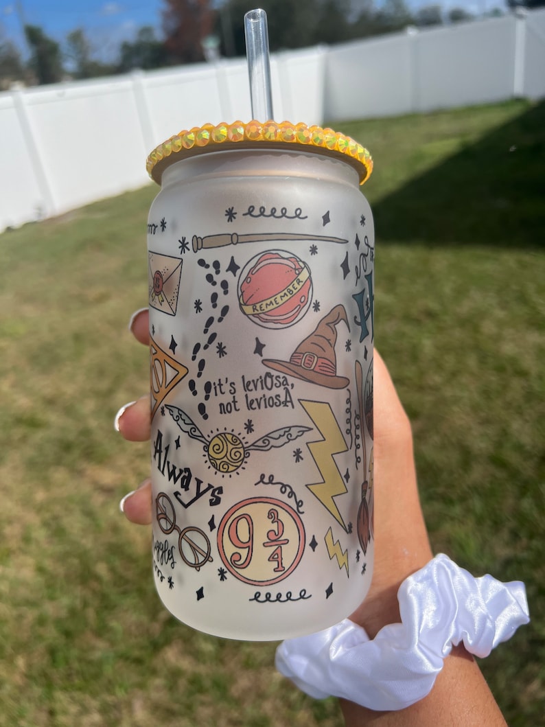 Cute Wizard Potter 16 Oz Frosted Beer Can Glass Cup Wizard - Etsy