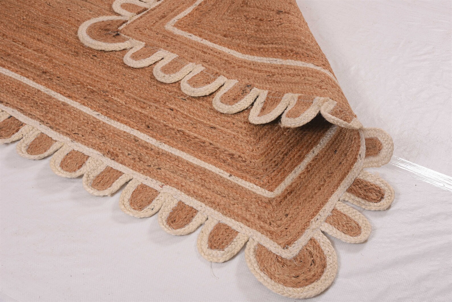 Scalloped Jute Rug Multipal Border Jute Rugs Handmade Rugs | Etsy