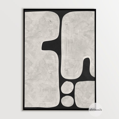 3 Piece Abstract Shapes Black Gray White Wall Art Poster - Etsy