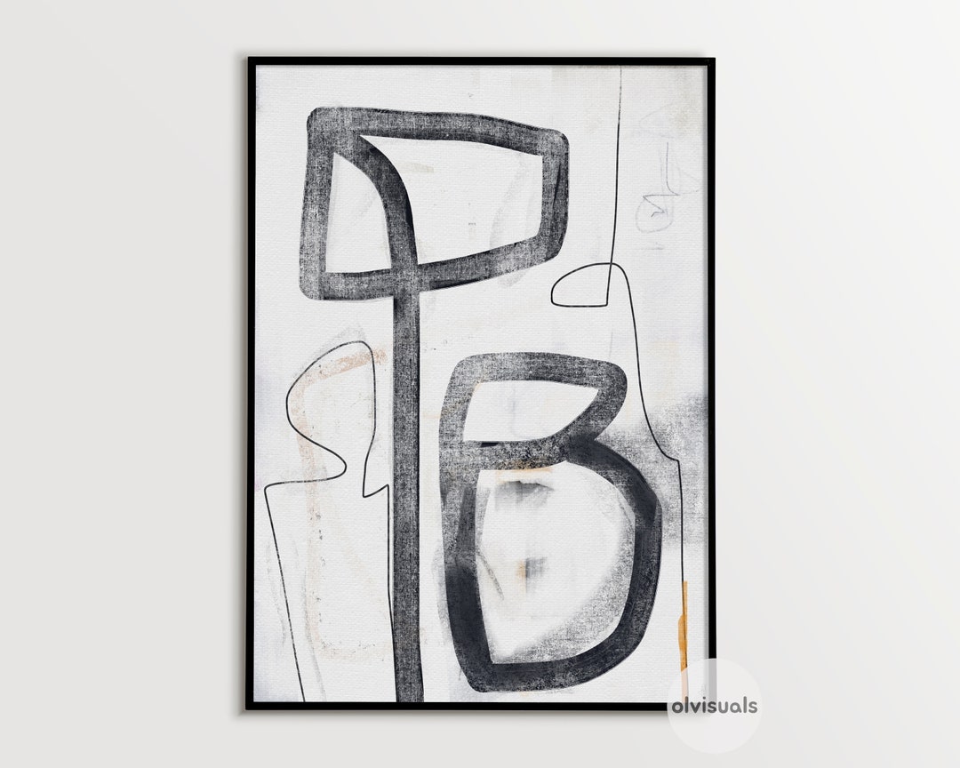 Abstract White and Black Shapes Abstract Printable Wall Art - Etsy