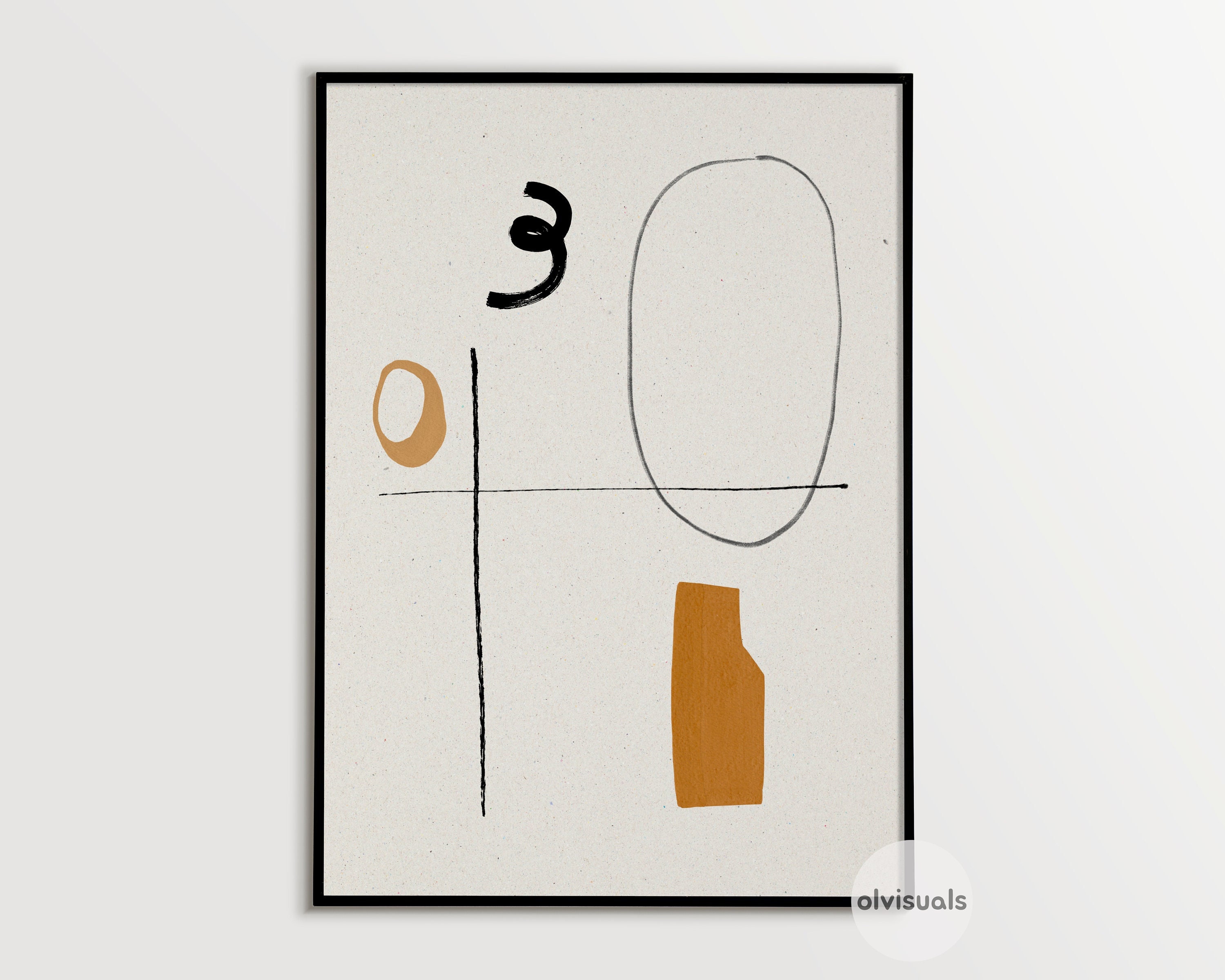 Organic Shape Wall Art, Hand Drawn Art, Abstract Printable Art ...