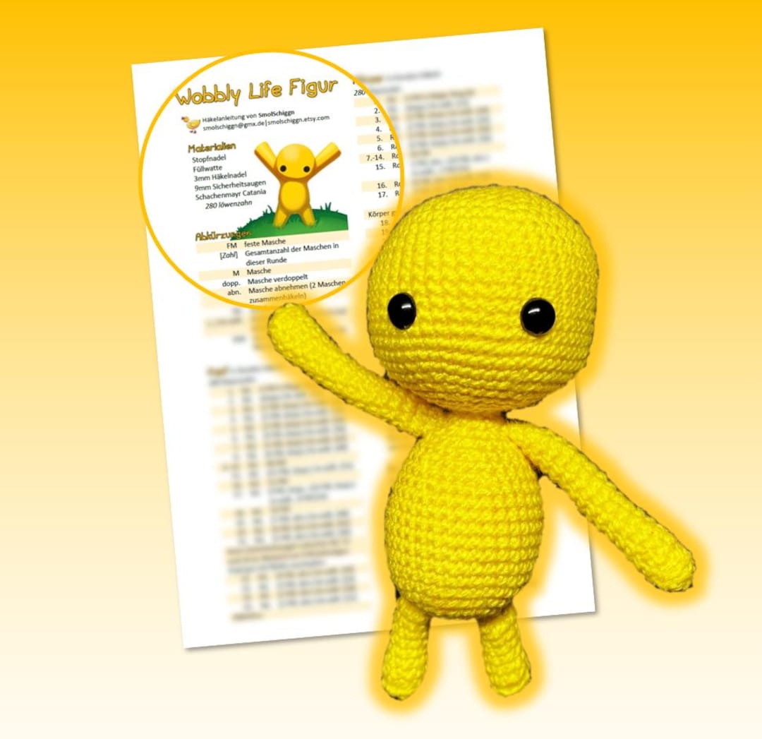 Easy Crochet Pattern Yellow Figure inspired by Wobbly Life Gaming ...
