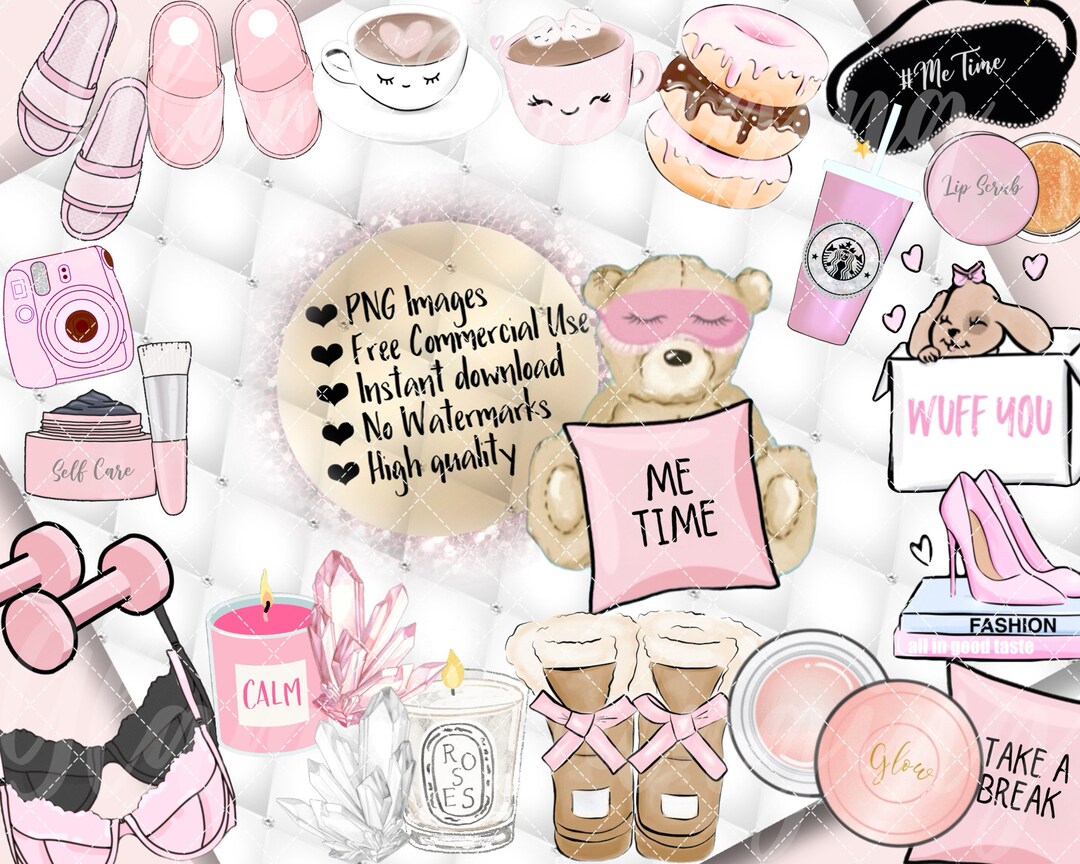 Glamlounging Cozy Chill Girl Relaxing Me Time Clipart PNG Digital Art ...