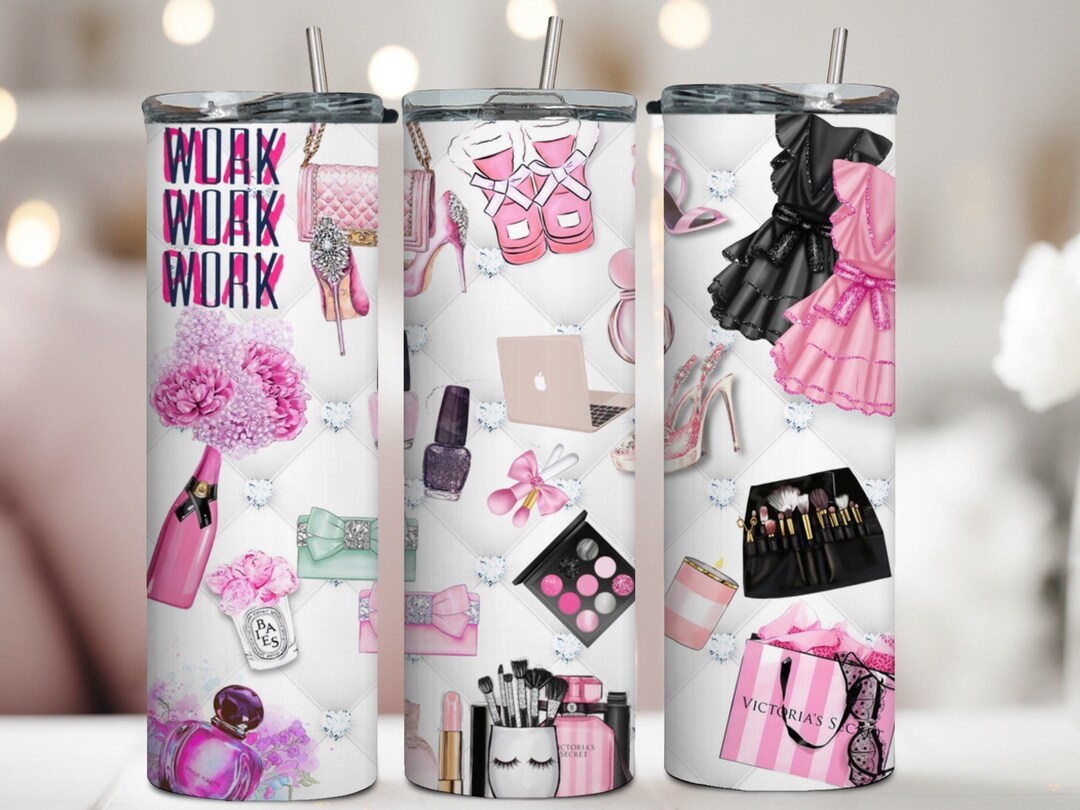 Digital Glam Girly Must Haves Tumbler Wrap 20 Oz Skinny Tumbler in ...