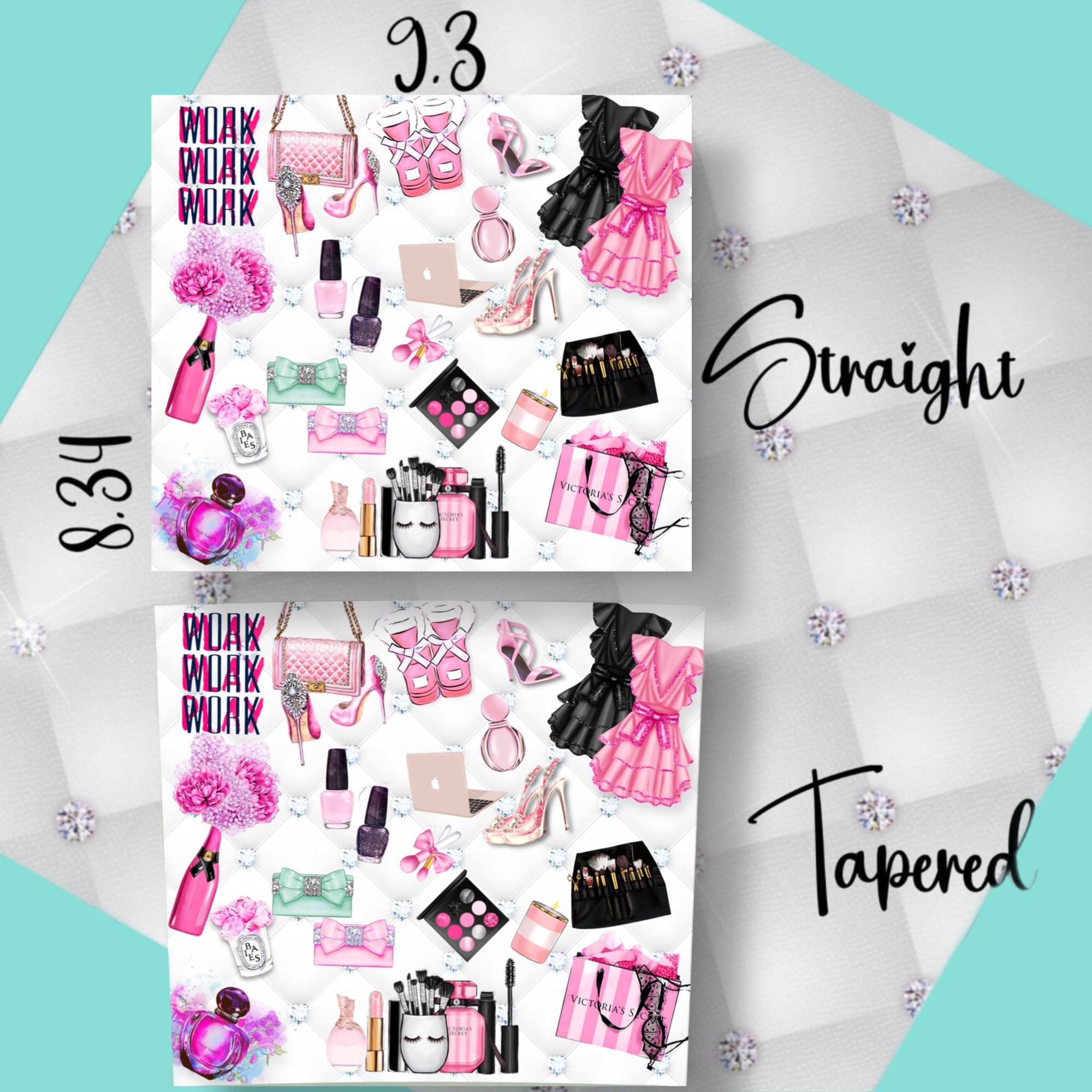 Digital Glam Girly Must Haves Tumbler Wrap 20 Oz Skinny Tumbler in ...