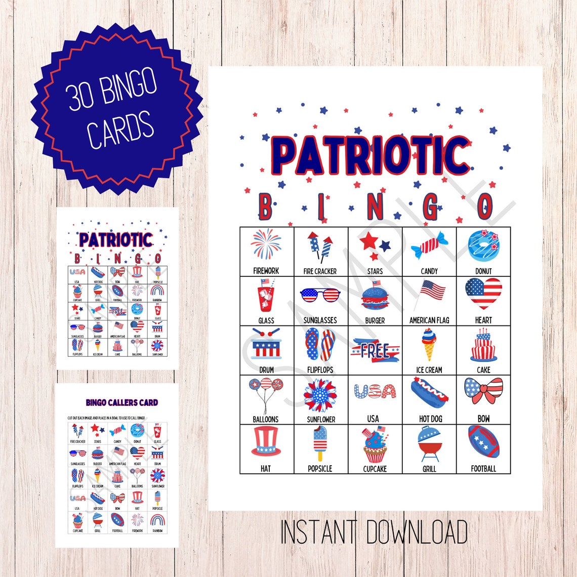 Patriotic Bingo for Kids, Printable Patriotic Bingo, Patriotic ...