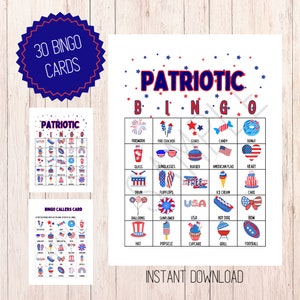 Patriotic Bingo for Kids, Printable Patriotic Bingo, Patriotic ...
