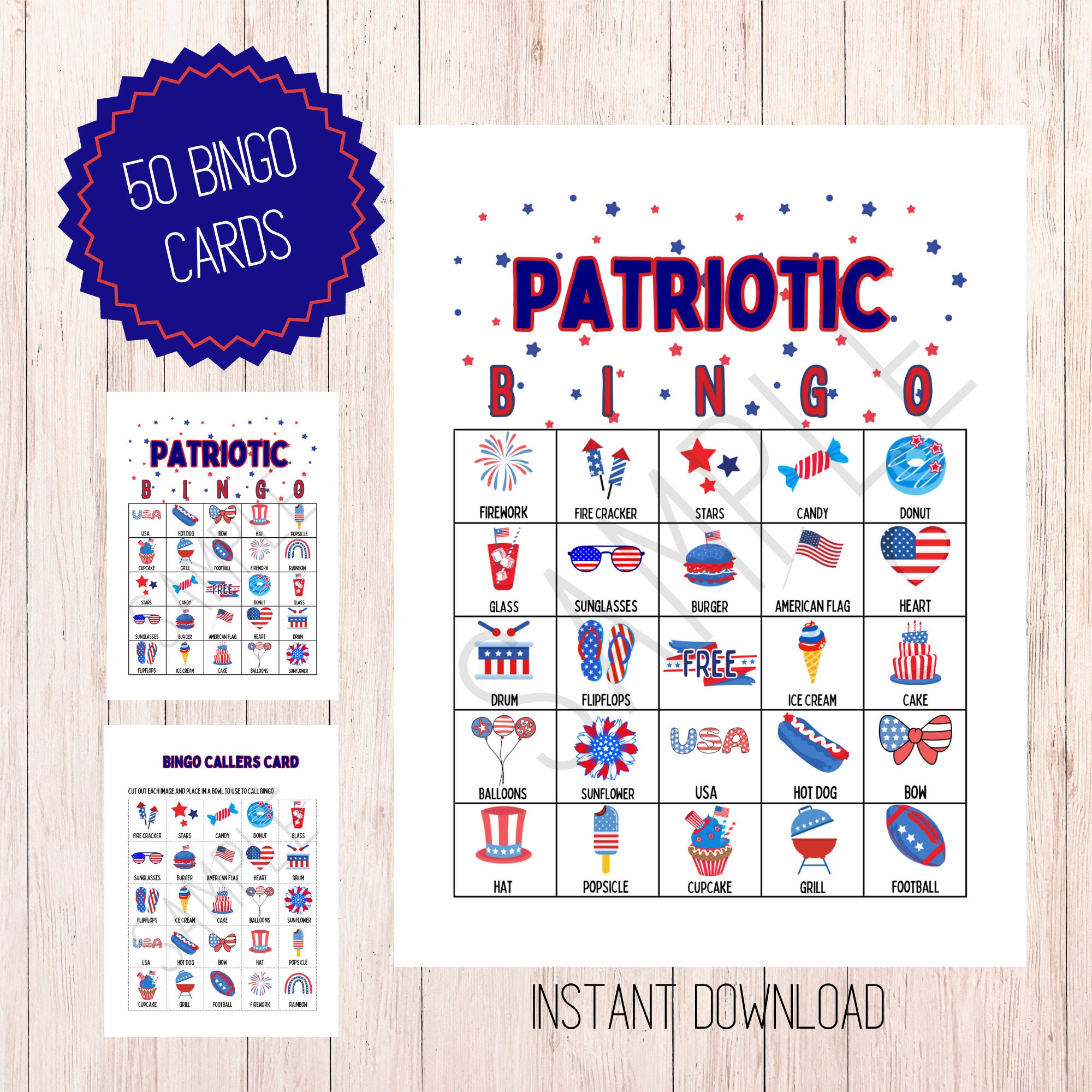 Patriotic Bingo for Kids, Printable Patriotic Bingo, Patriotic ...